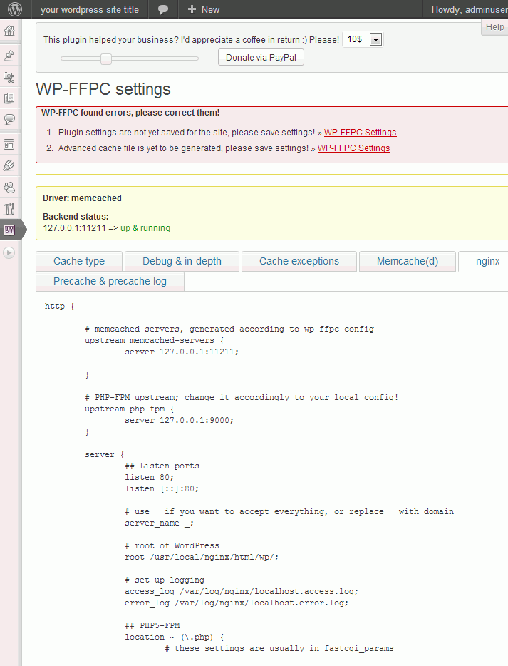 Nginx Wordpress Wp Ffpc Plugin Ngxpagespeed Lemp Nginx Web Stack For